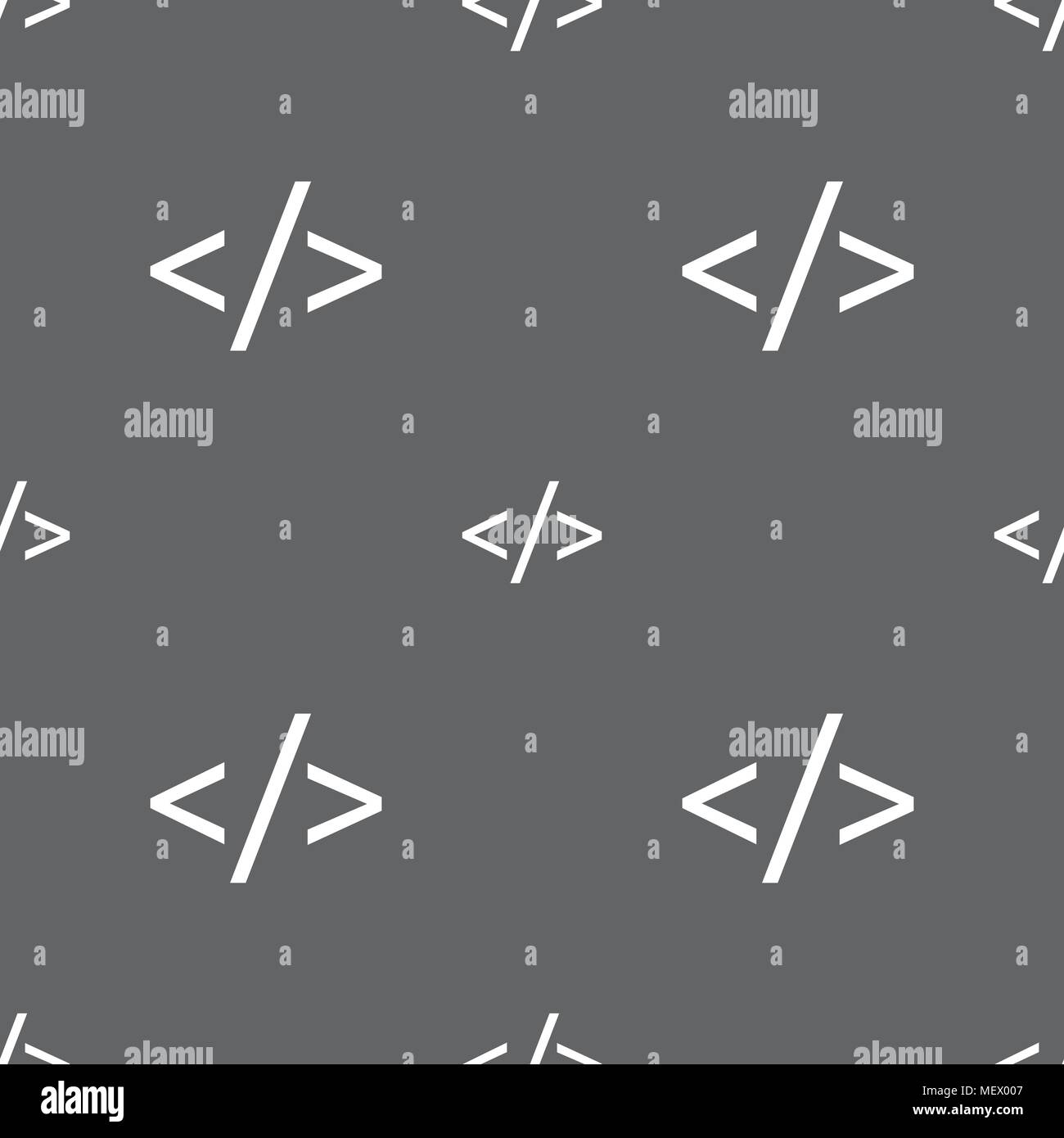 Code sign icon. Programming language symbol. Seamless pattern on a gray background. Vector ...