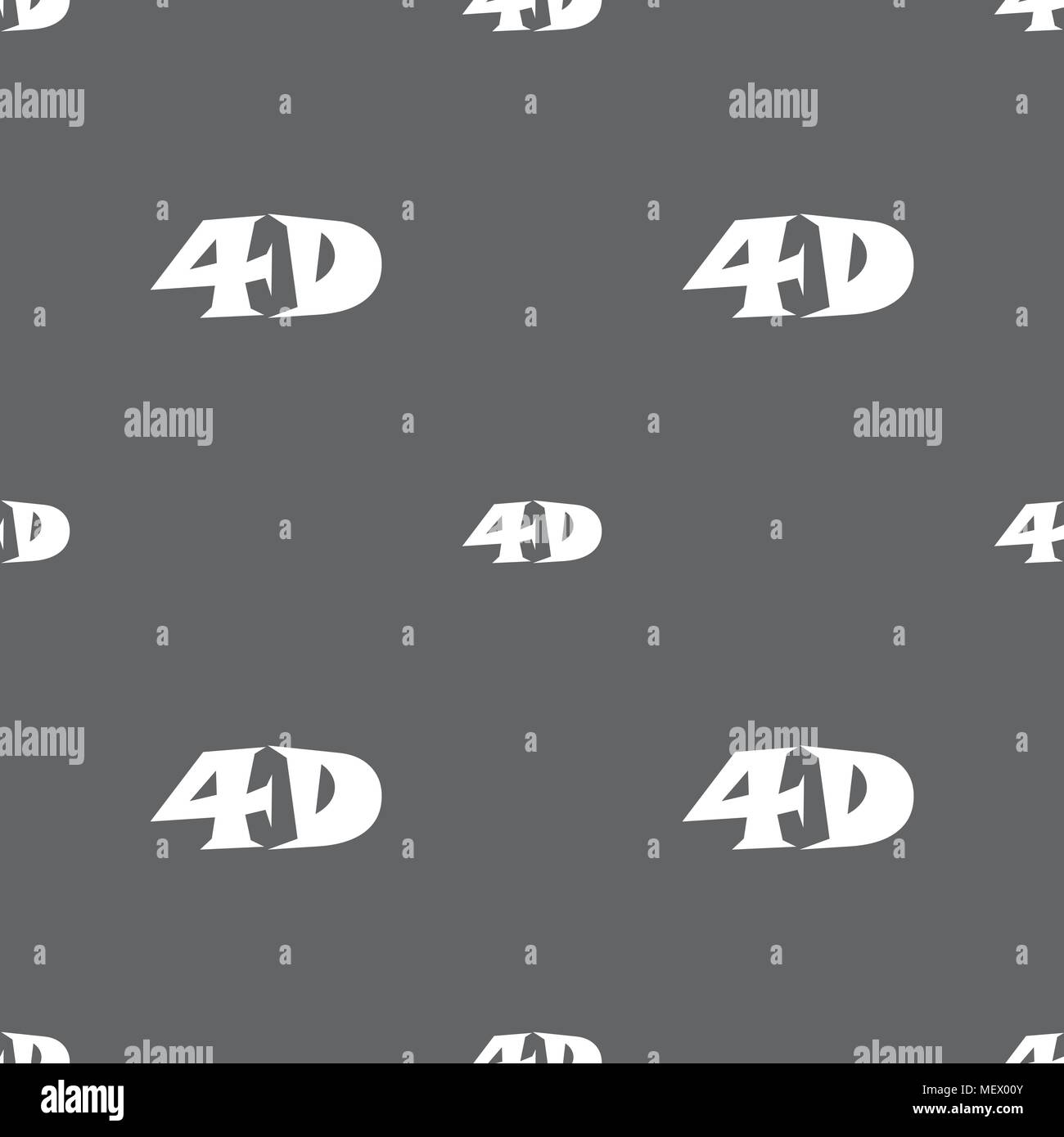4D sign icon. 4D New technology symbol. Seamless pattern on a gray ...