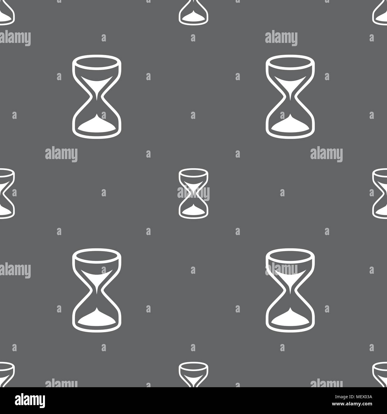 Hourglass sign icon. Sand timer symbol. Seamless pattern on a gray ...