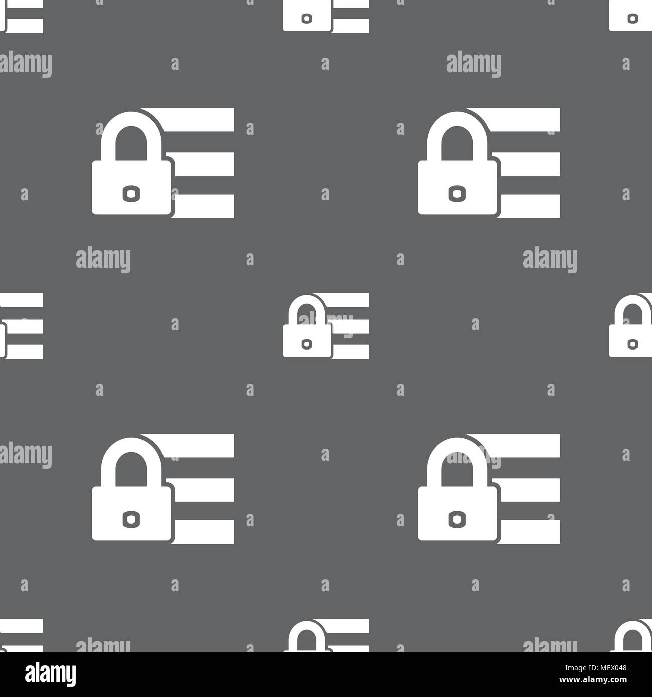 Lock, login icon sign. Seamless pattern on a gray background. Vector ...