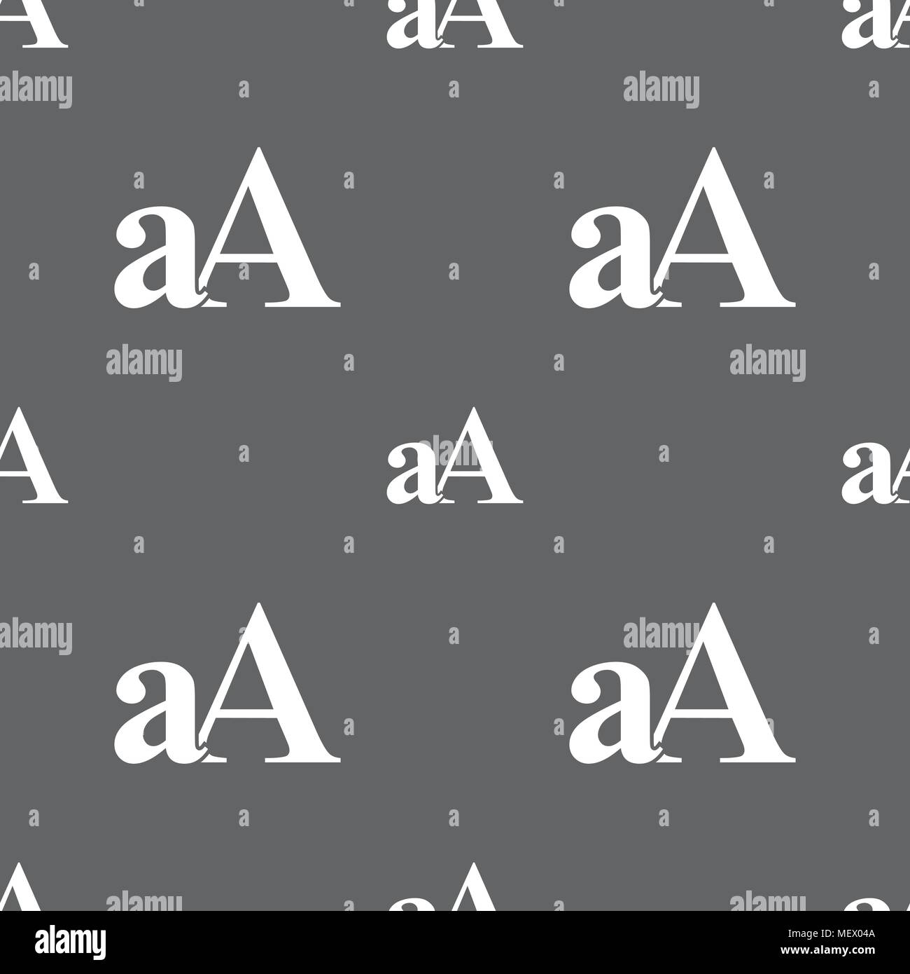 Enlarge font, aA icon sign. Seamless pattern on a gray background ...
