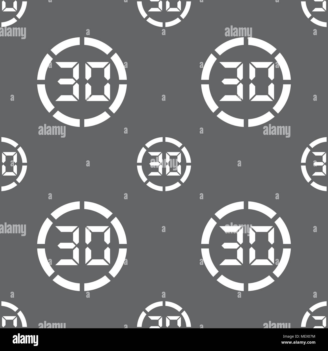 30 second stopwatch icon sign. Seamless pattern on a gray background ...
