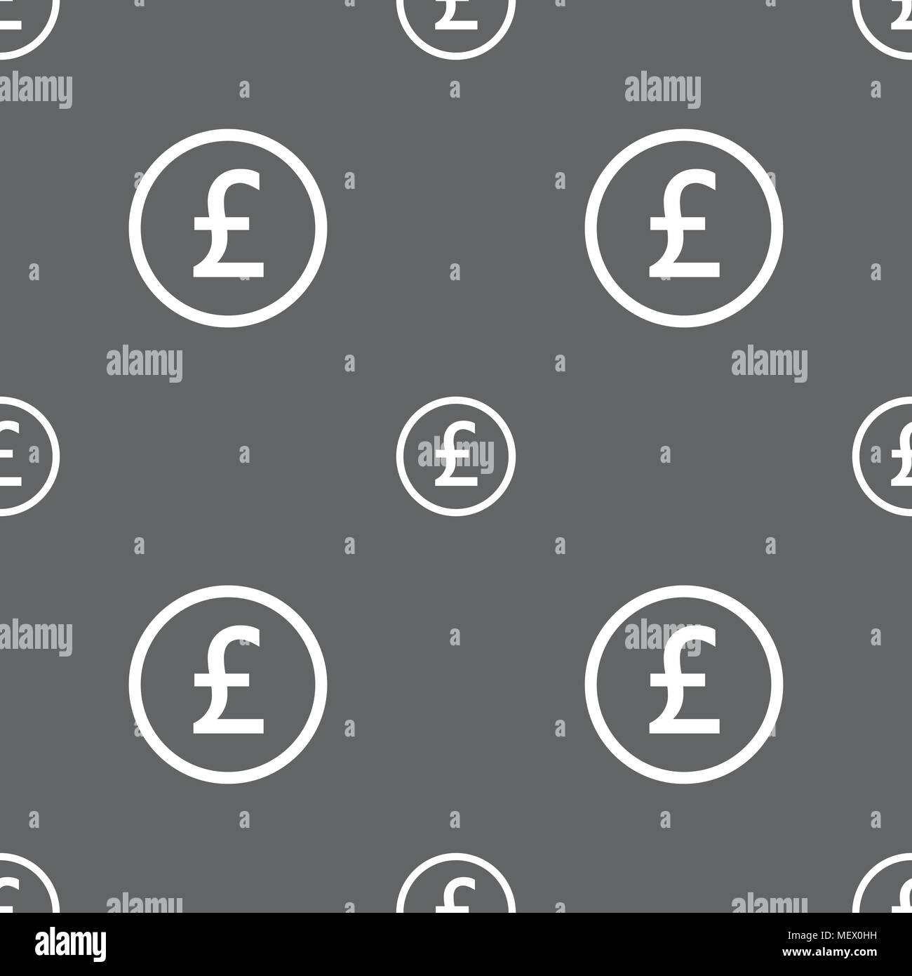 Pound sterling icon sign. Seamless pattern on a gray background. Vector ...