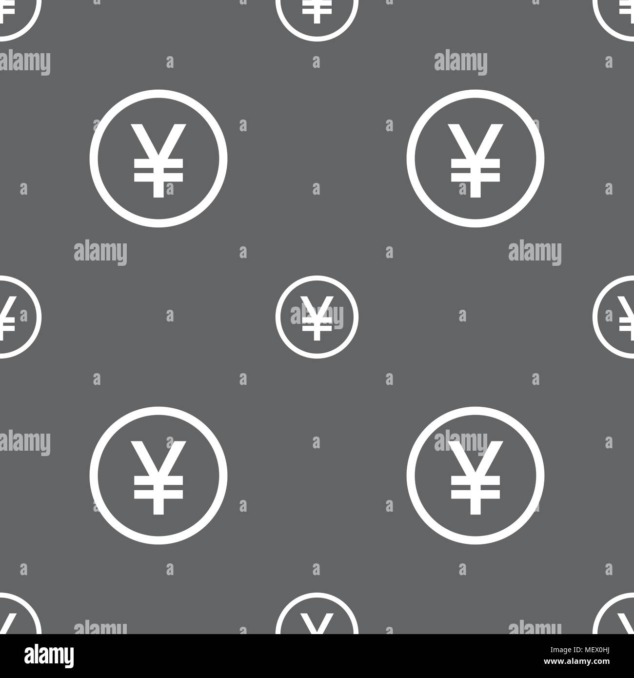 Japanese Yuan icon sign. Seamless pattern on a gray background. Vector ...