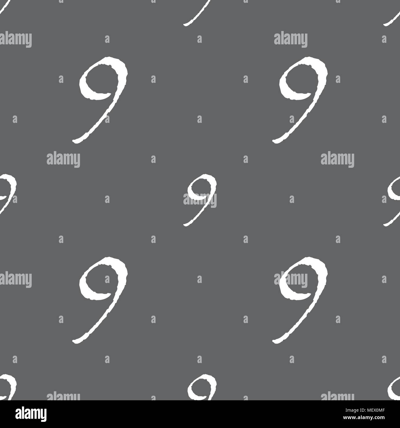 number Nine icon sign. Seamless pattern on a gray background. Vector ...