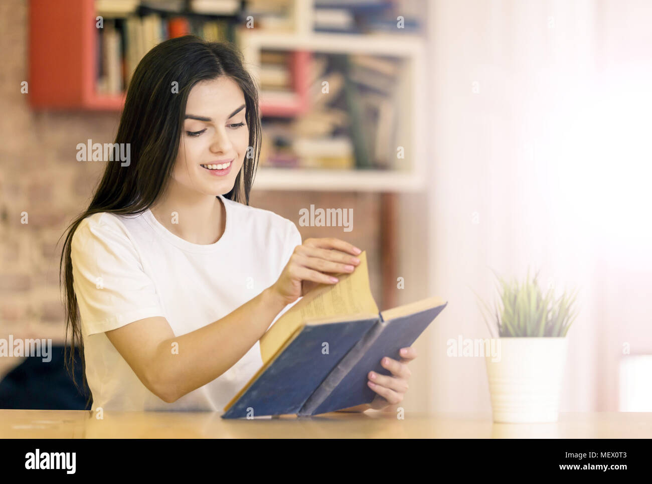 Girl Reading Book Stock Photo - Alamy