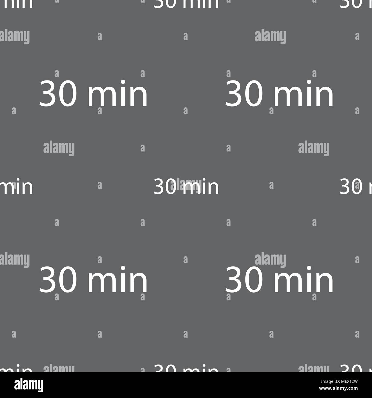 30 minutes sign icon. Seamless pattern on a gray background. Vector ...