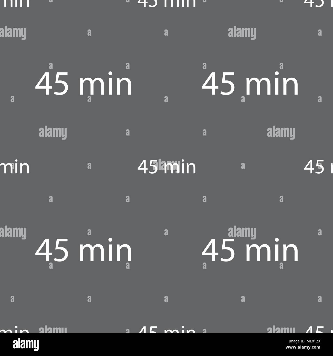 45 minutes sign icon. Seamless pattern on a gray background. Vector ...