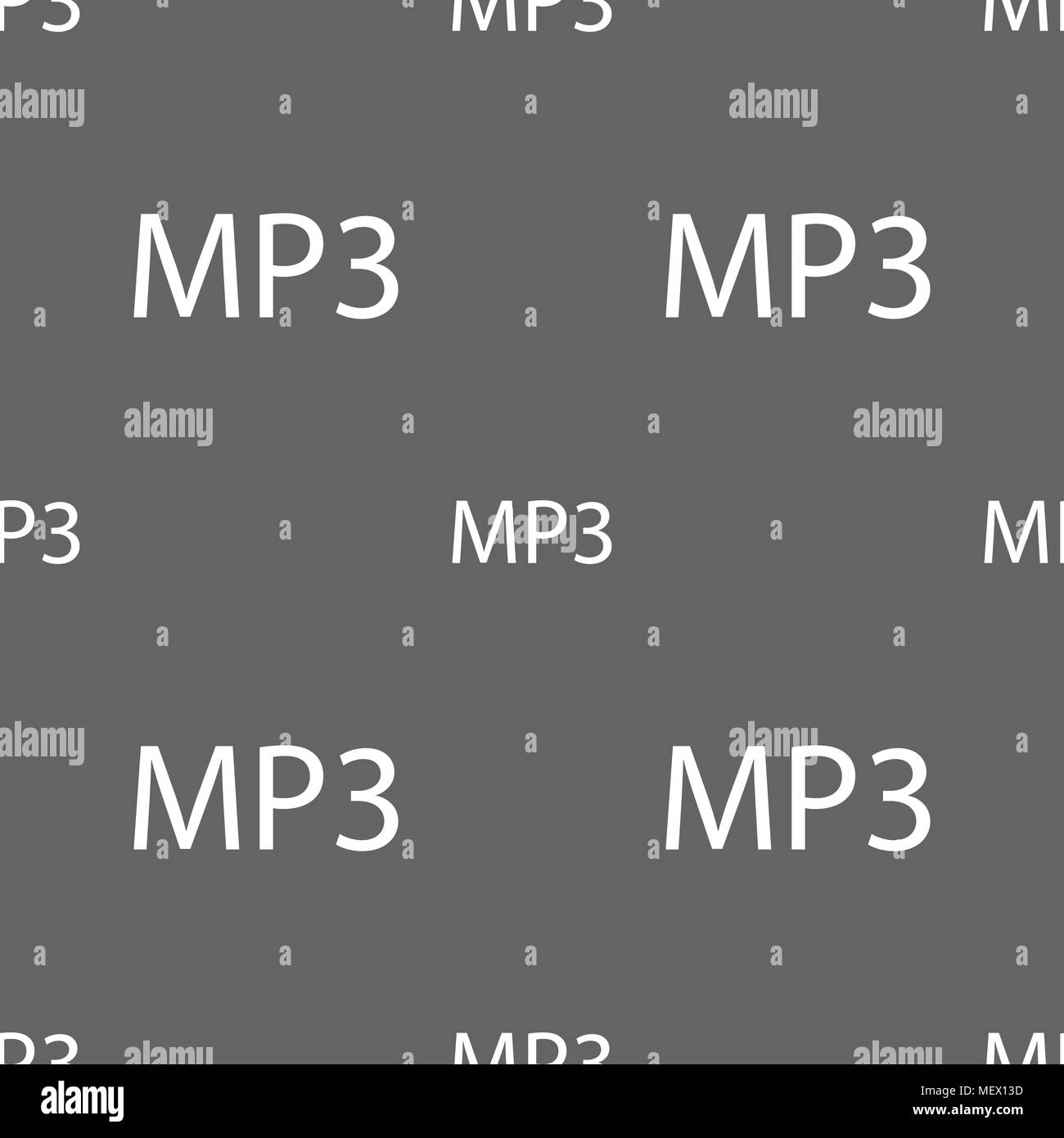 Mp3 music format sign icon. Musical symbol. Seamless pattern on a gray ...
