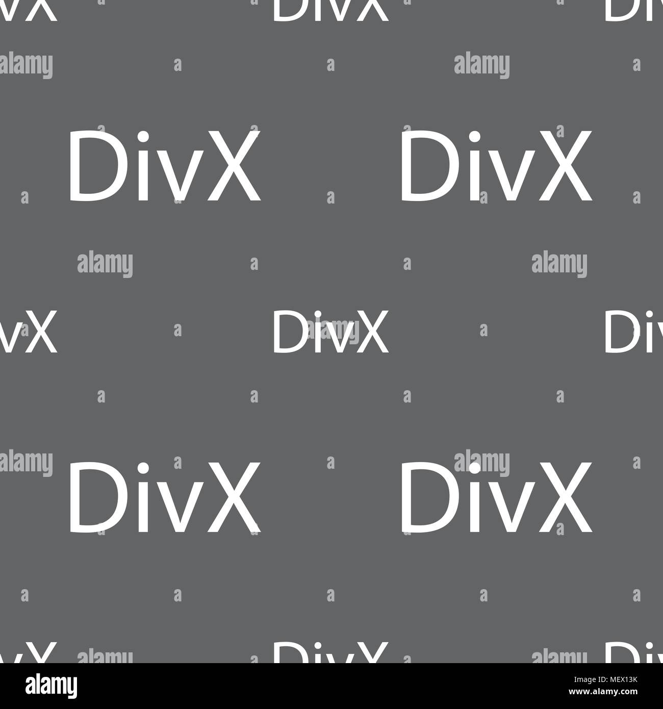 DivX video format sign icon. symbol. Seamless pattern on a gray ...