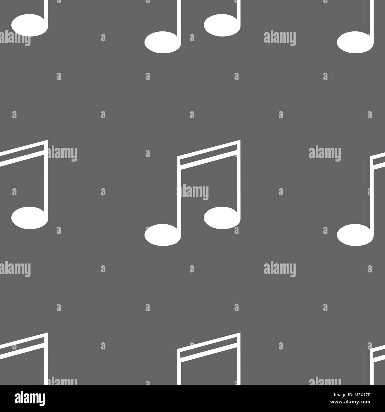 Music note sign icon. Musical symbol. Seamless pattern on a gray ...