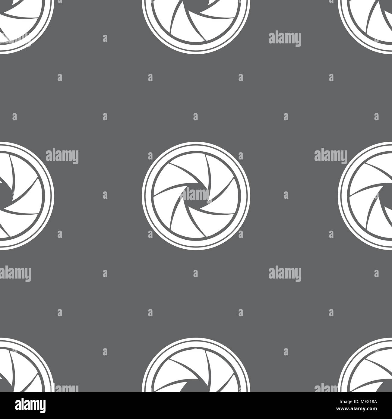 diaphragm icon. Aperture sign. Seamless pattern on a gray background ...