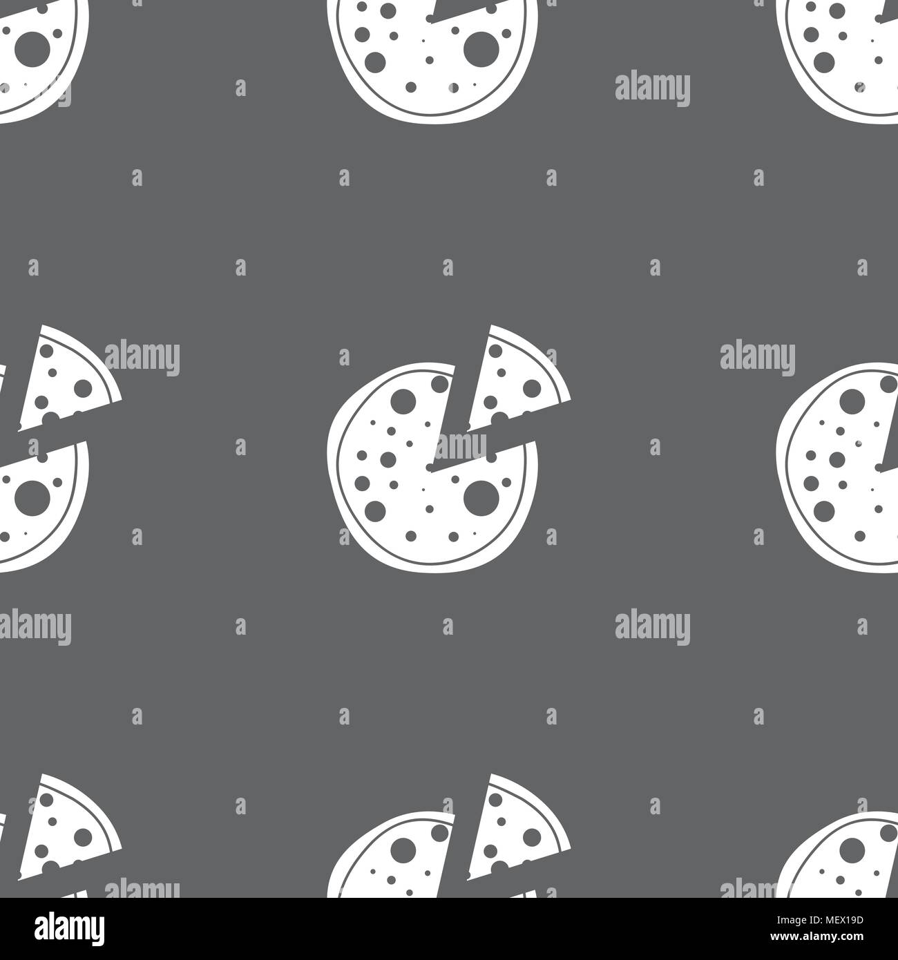 Pizza Icon. Seamless pattern on a gray background. Vector illustration ...