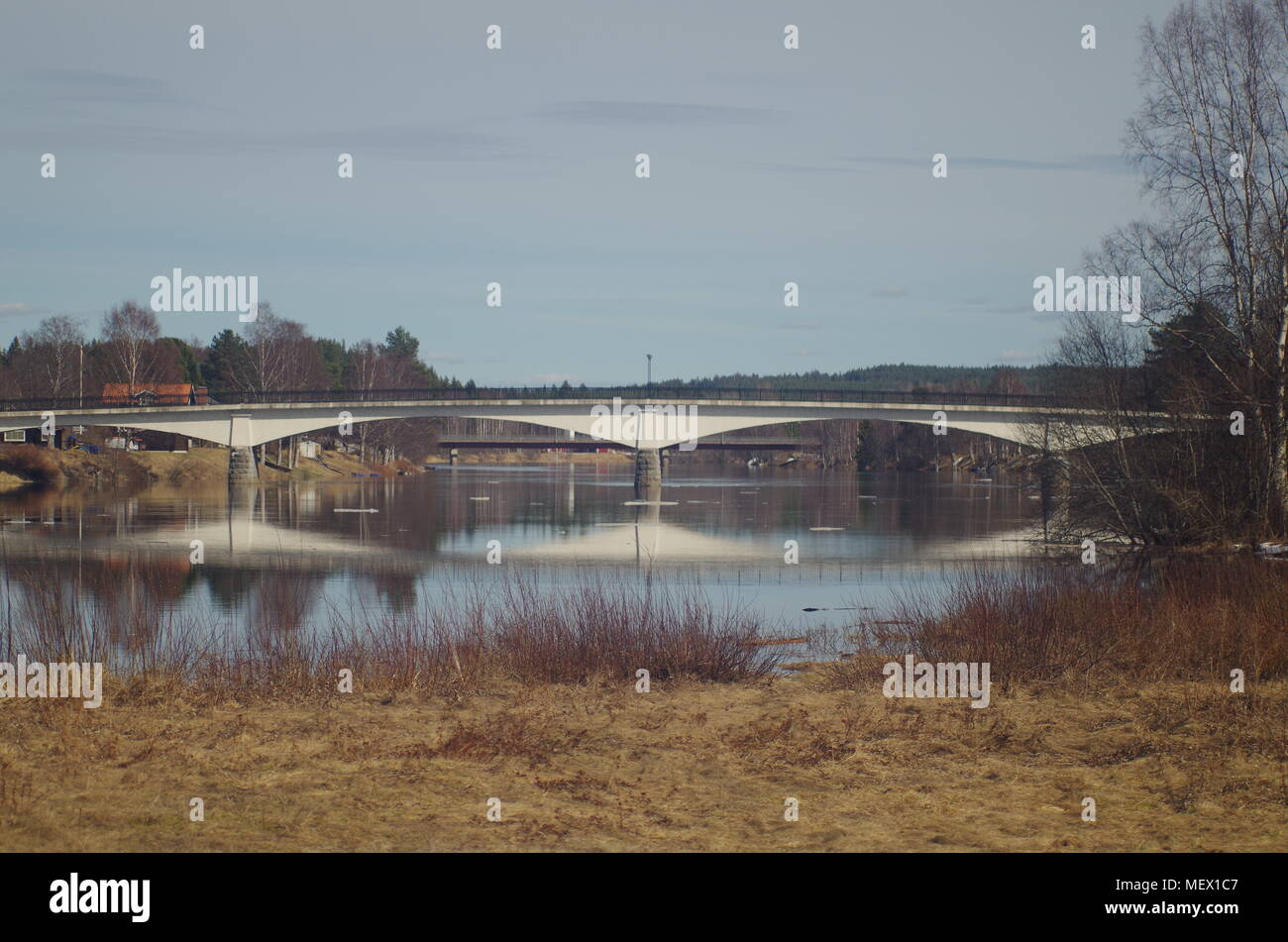 Bridge crossing a river in Dalarna Stock Photo - Alamy
