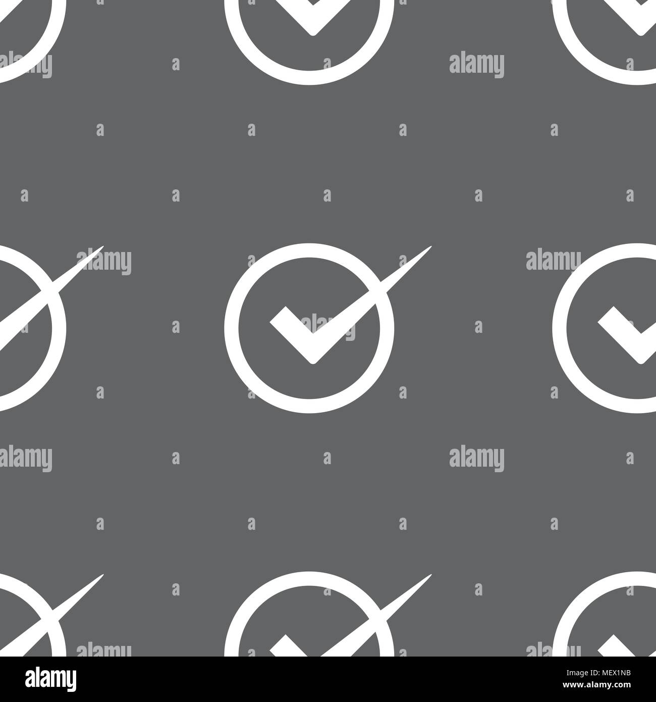 Check mark sign icon. Checkbox button. Seamless pattern on a gray ...