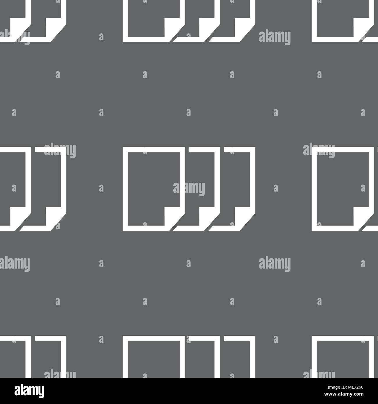 Copy file sign icon. Duplicate document symbol. Seamless pattern on a gray background. Vector ...