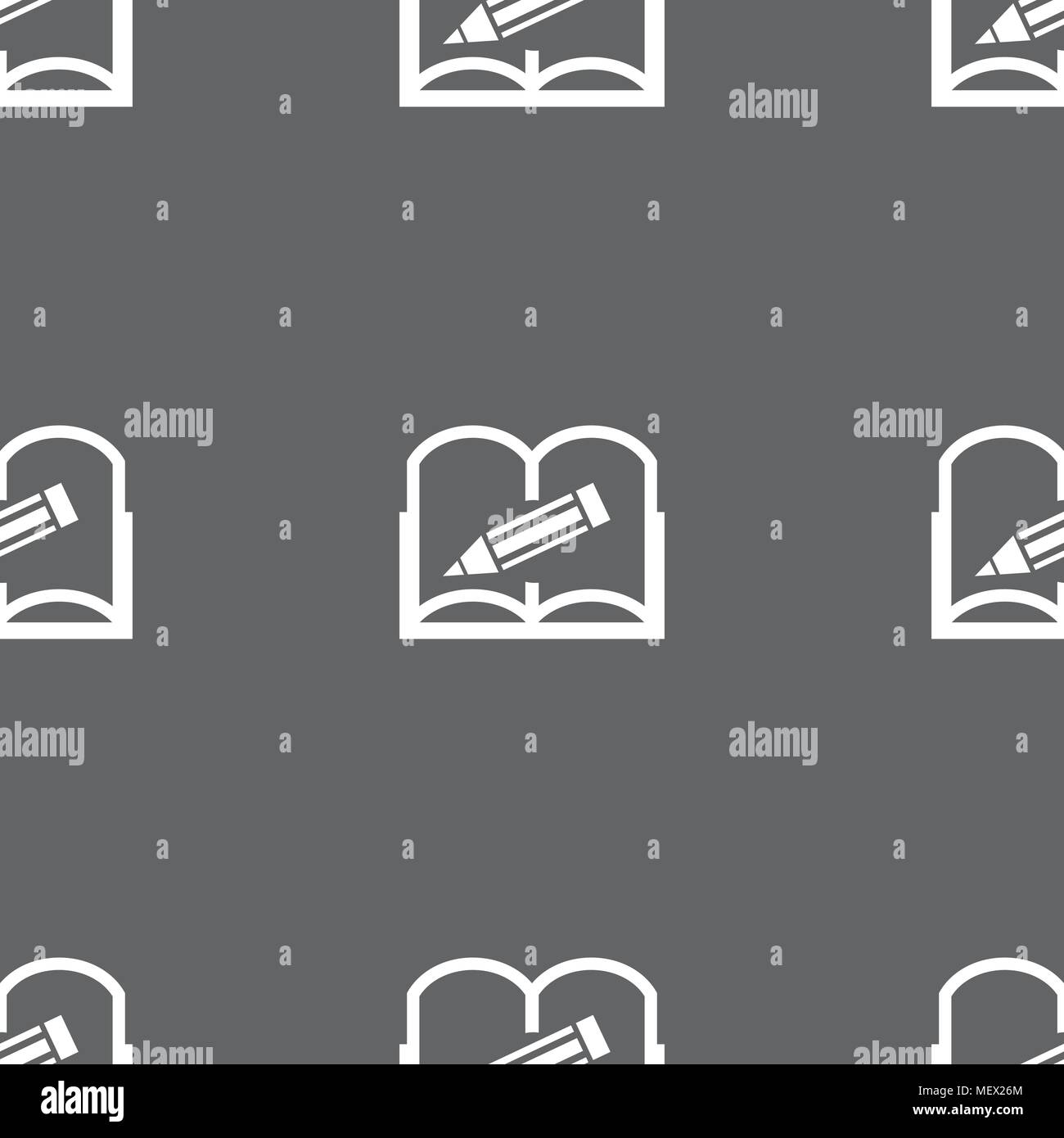 Book sign icon. Open book symbol. Seamless pattern on a gray background ...