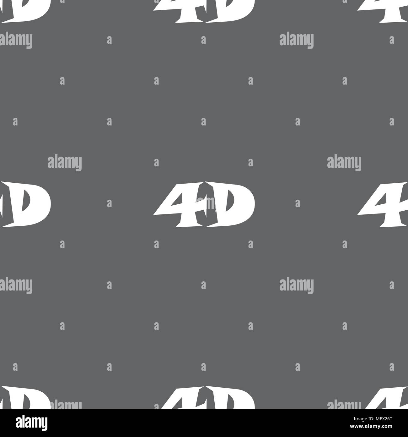 4D sign icon. 4D New technology symbol. Seamless pattern on a gray ...