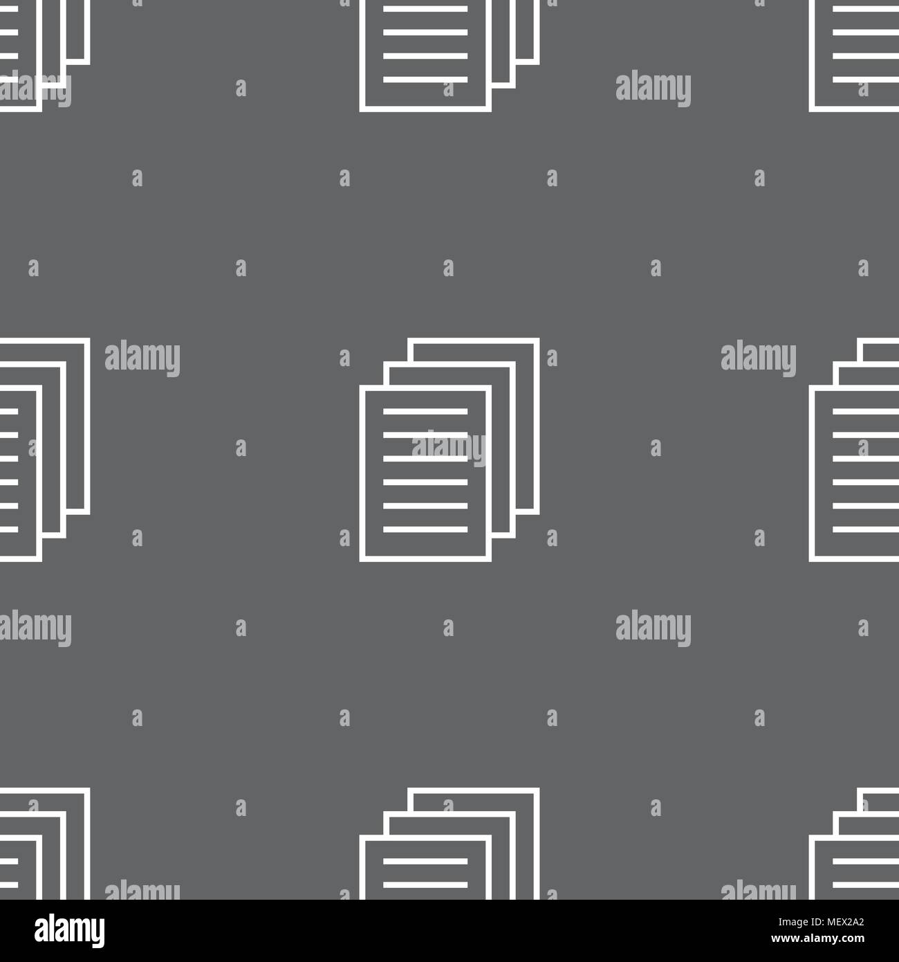 Copy file sign icon. Duplicate document symbol. Seamless pattern on a gray background. Vector ...