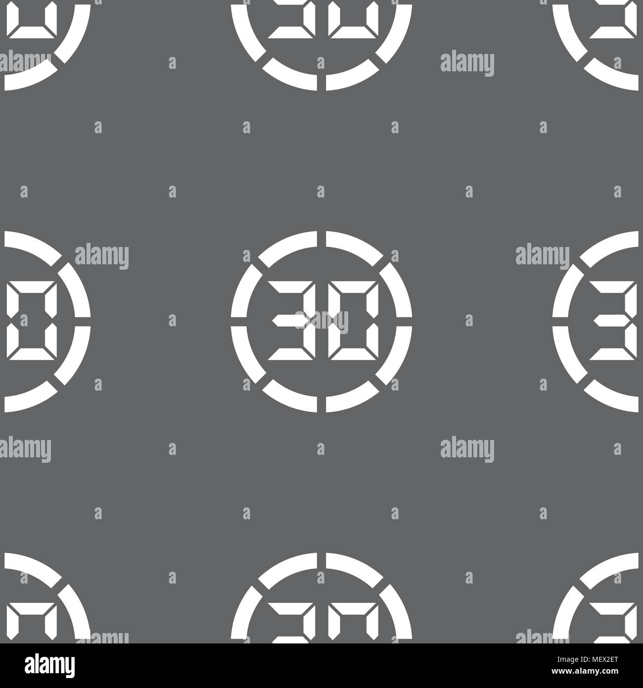 30 second stopwatch icon sign. Seamless pattern on a gray background ...