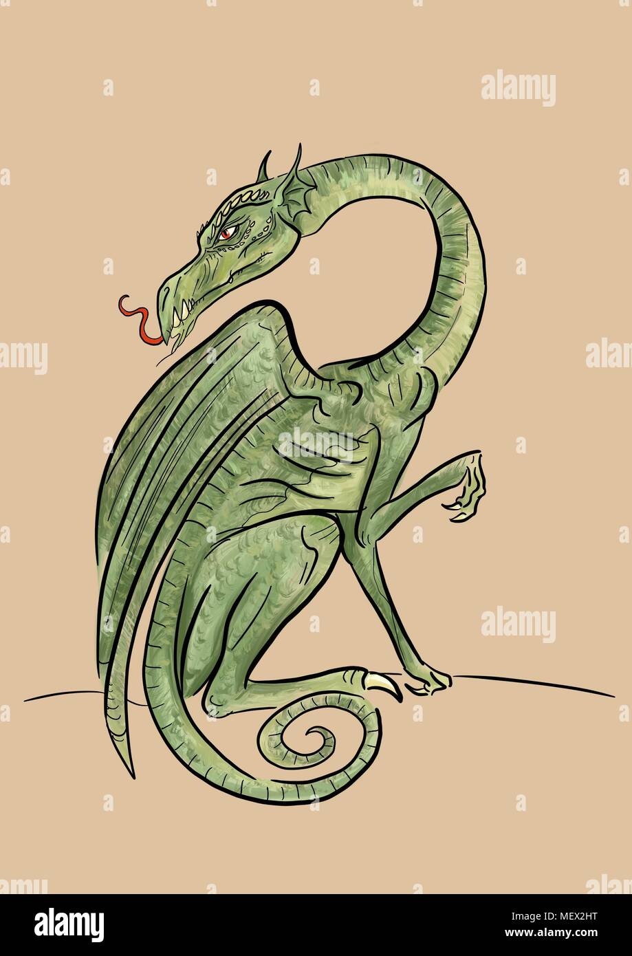 dragon stylised illustration Stock Photo - Alamy