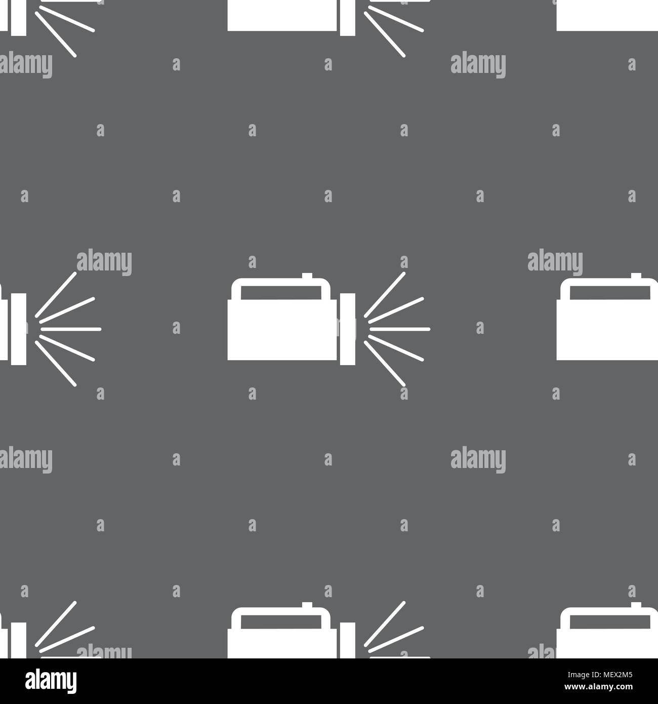 flashlight icon sign. Seamless pattern on a gray background. Vector ...