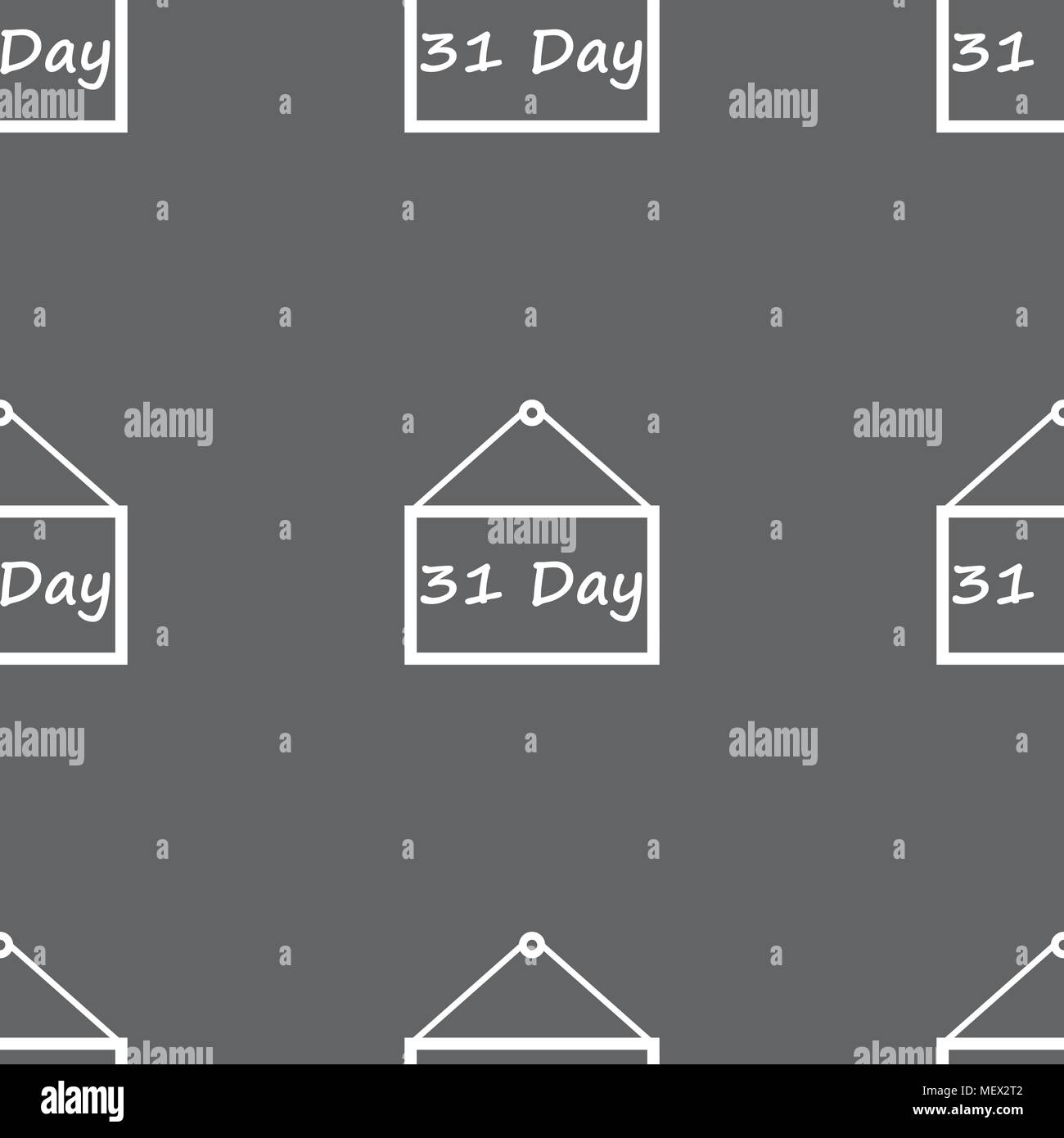 Calendar day, 31 days icon sign. Seamless pattern on a gray background ...