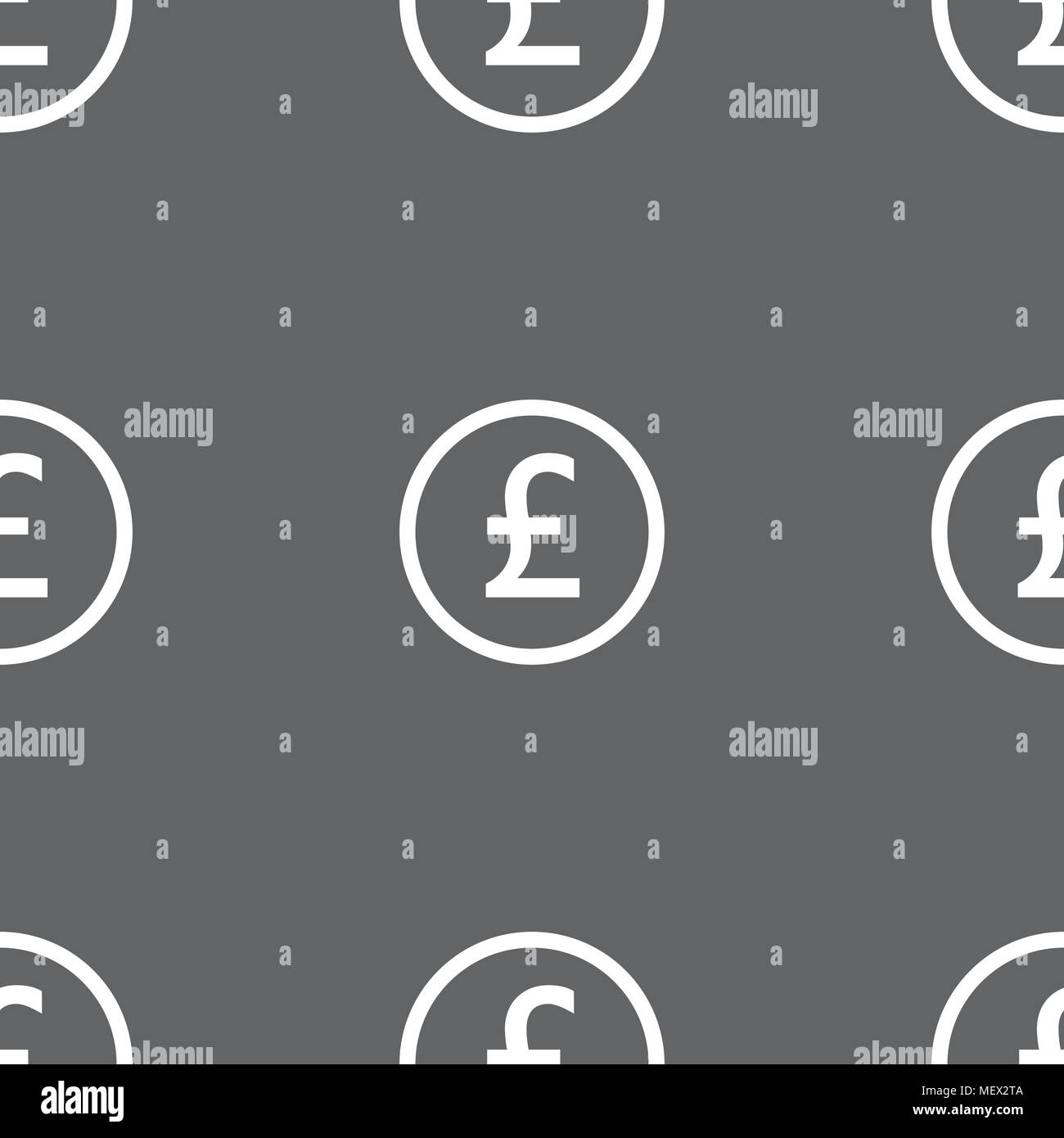 Pound sterling icon sign. Seamless pattern on a gray background. Vector ...