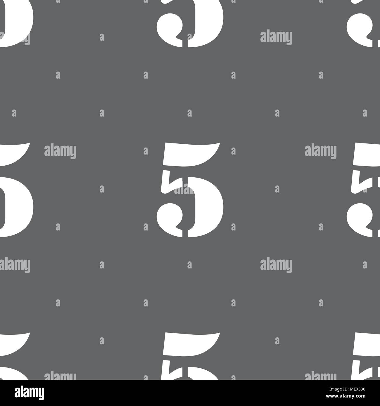 number five icon sign. Seamless pattern on a gray background. Vector ...