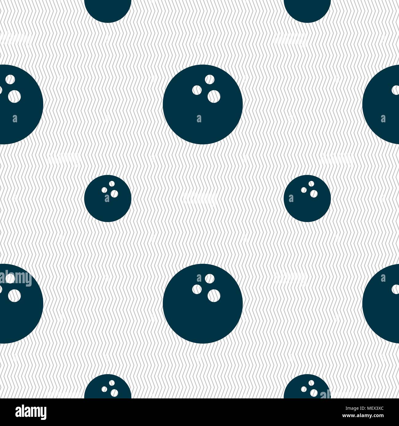 Bowling game, ball icon sign. Seamless pattern with geometric texture ...