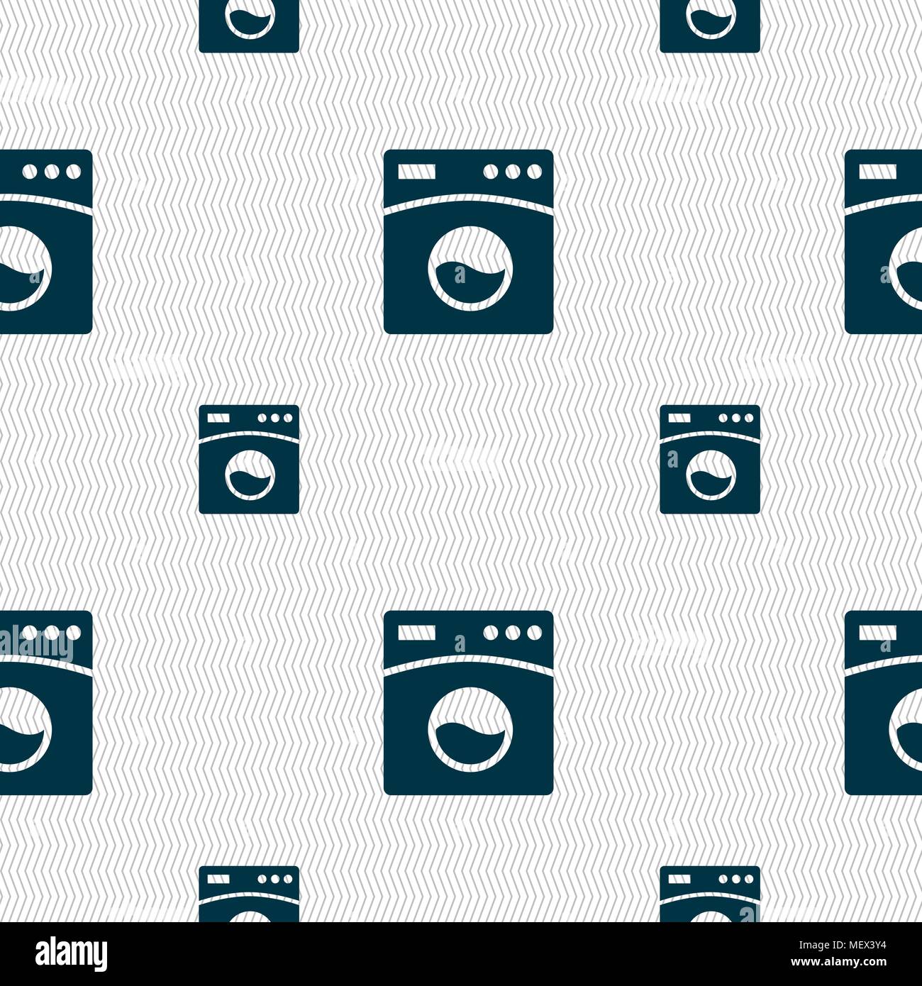 Washing machine icon sign. Seamless pattern with geometric texture ...
