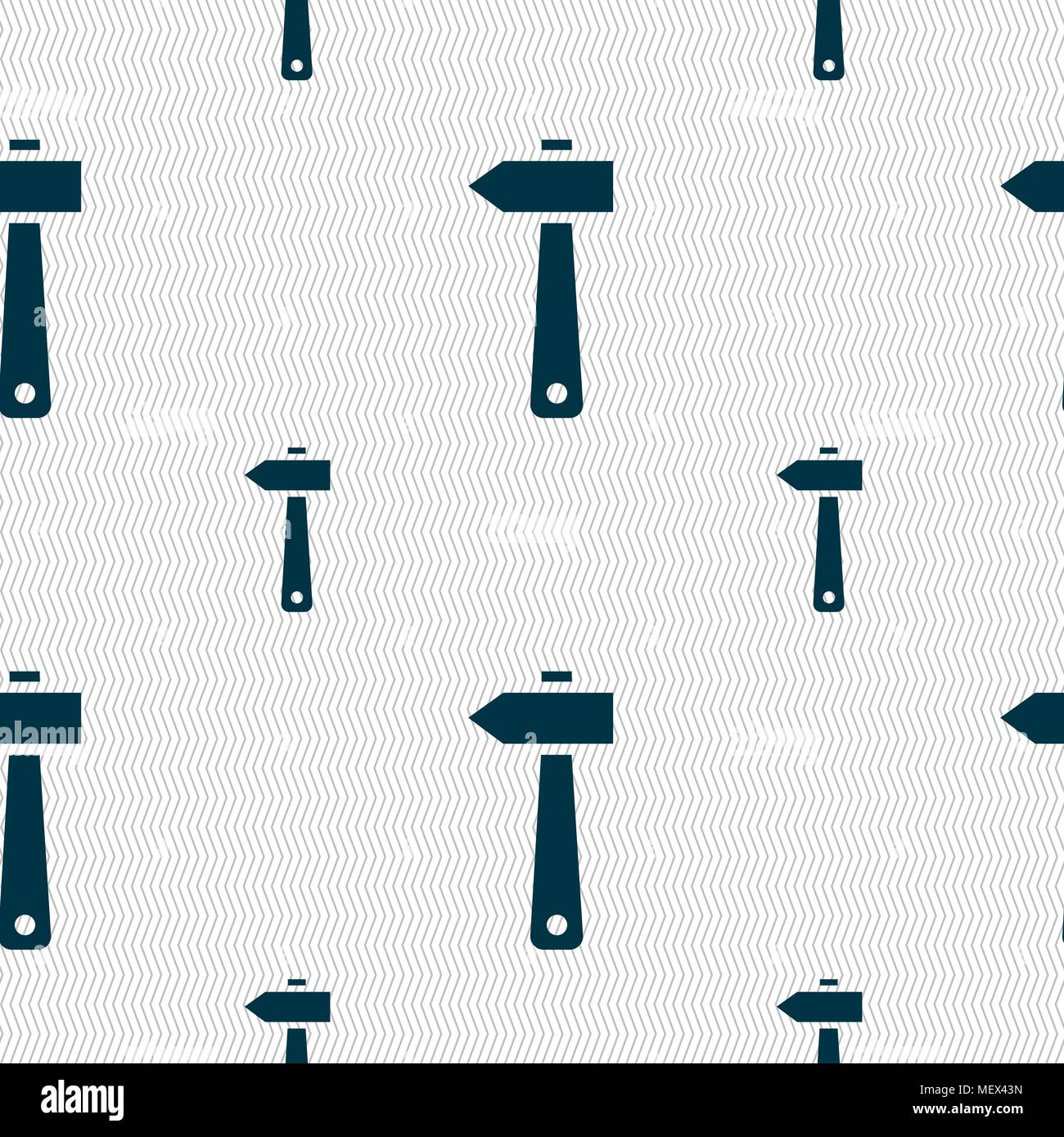 hammer icon sign. Seamless pattern with geometric texture. Vector ...