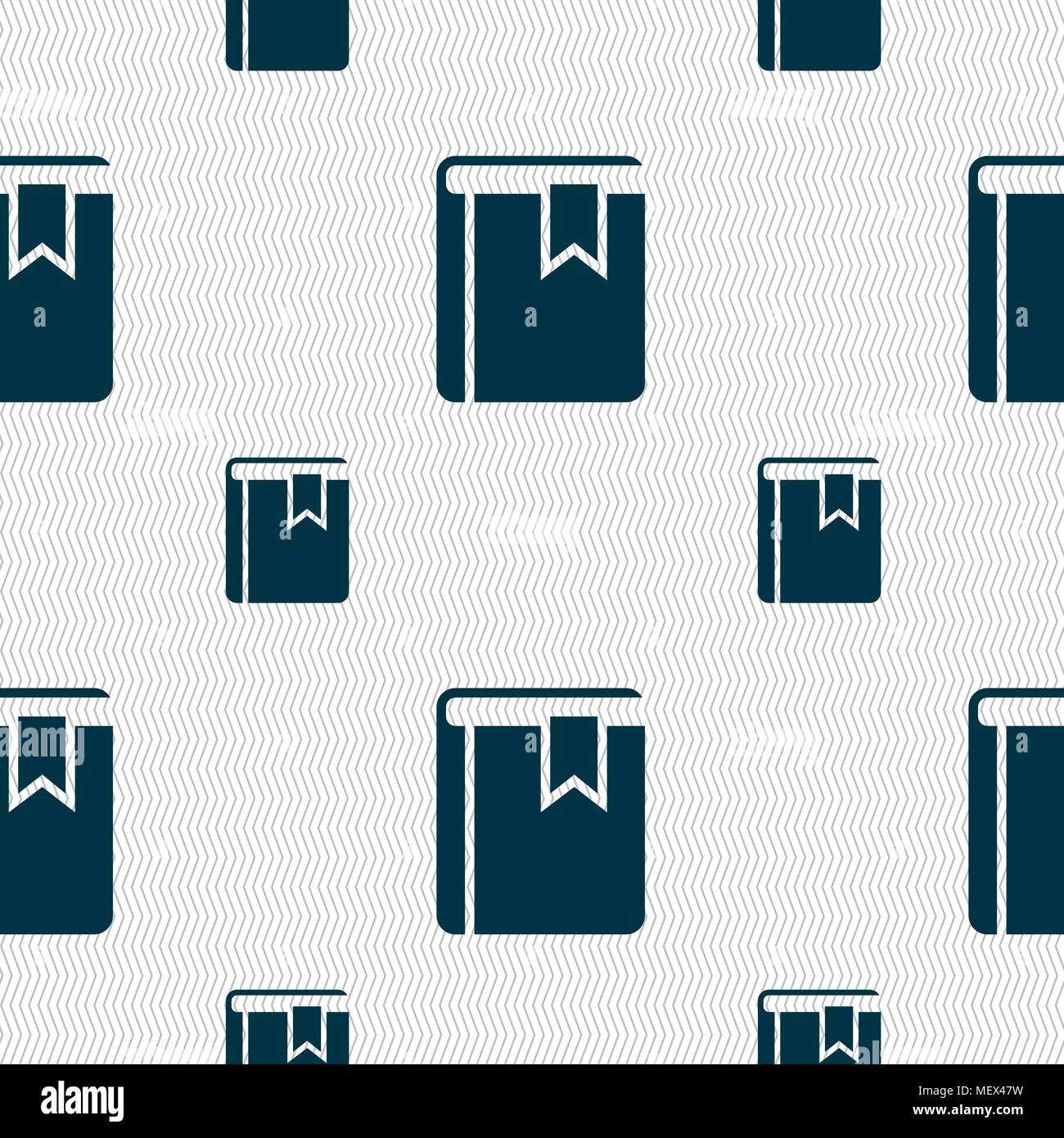 Book bookmark icon sign. Seamless pattern with geometric texture ...