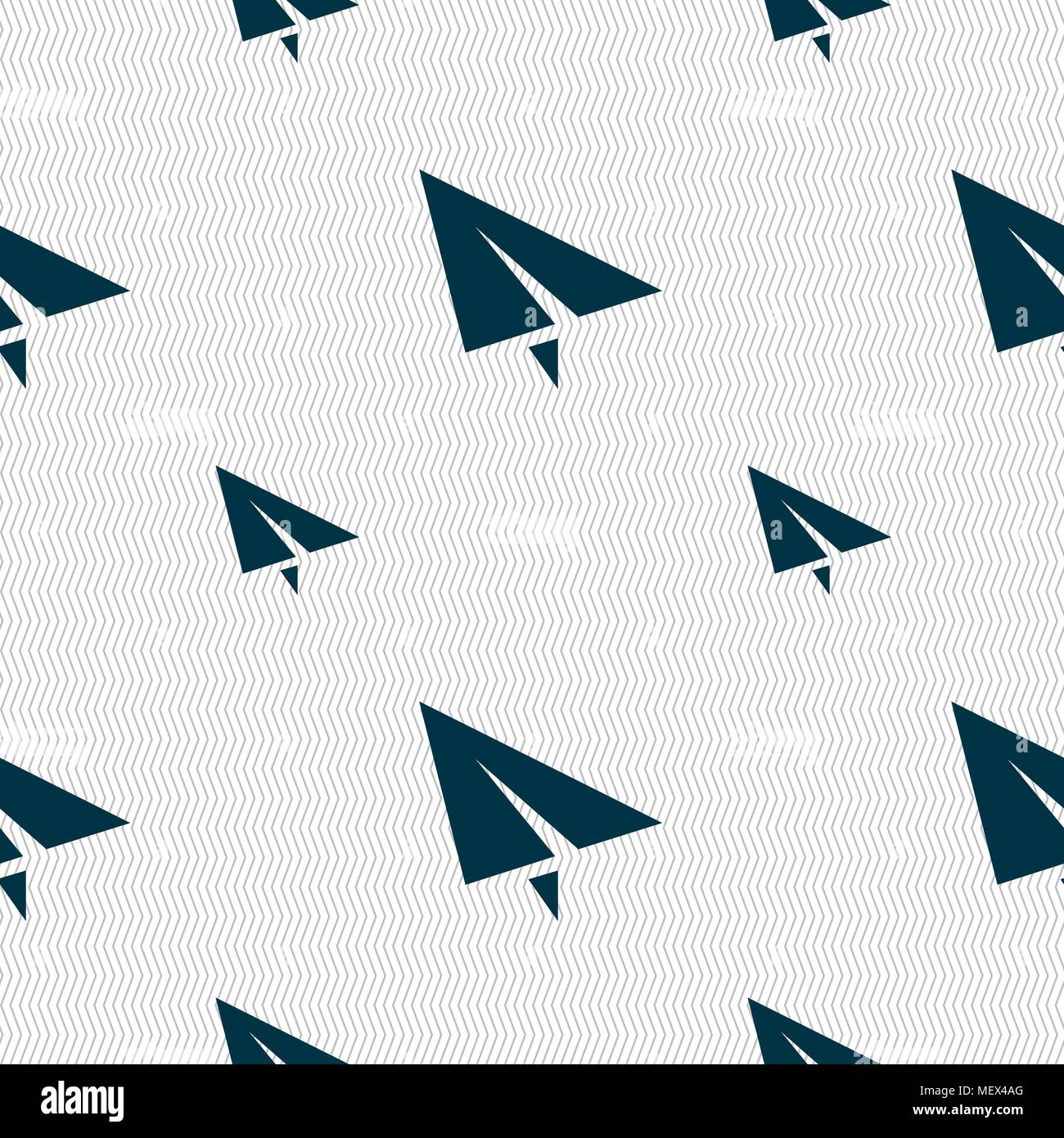 Paper airplane icon sign. Seamless pattern with geometric texture ...
