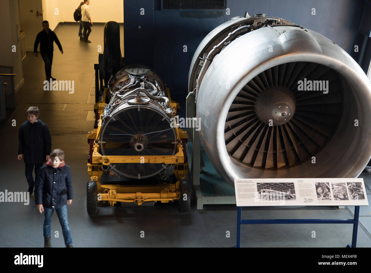 Flight exhibit with Boeing jet engine at the Science Museum in London ...