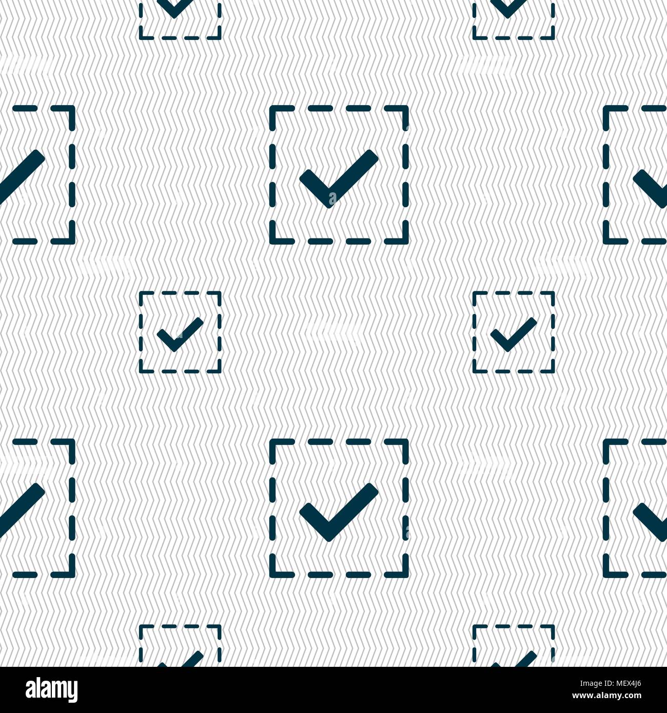 Check mark, tik icon sign. Seamless pattern with geometric texture ...