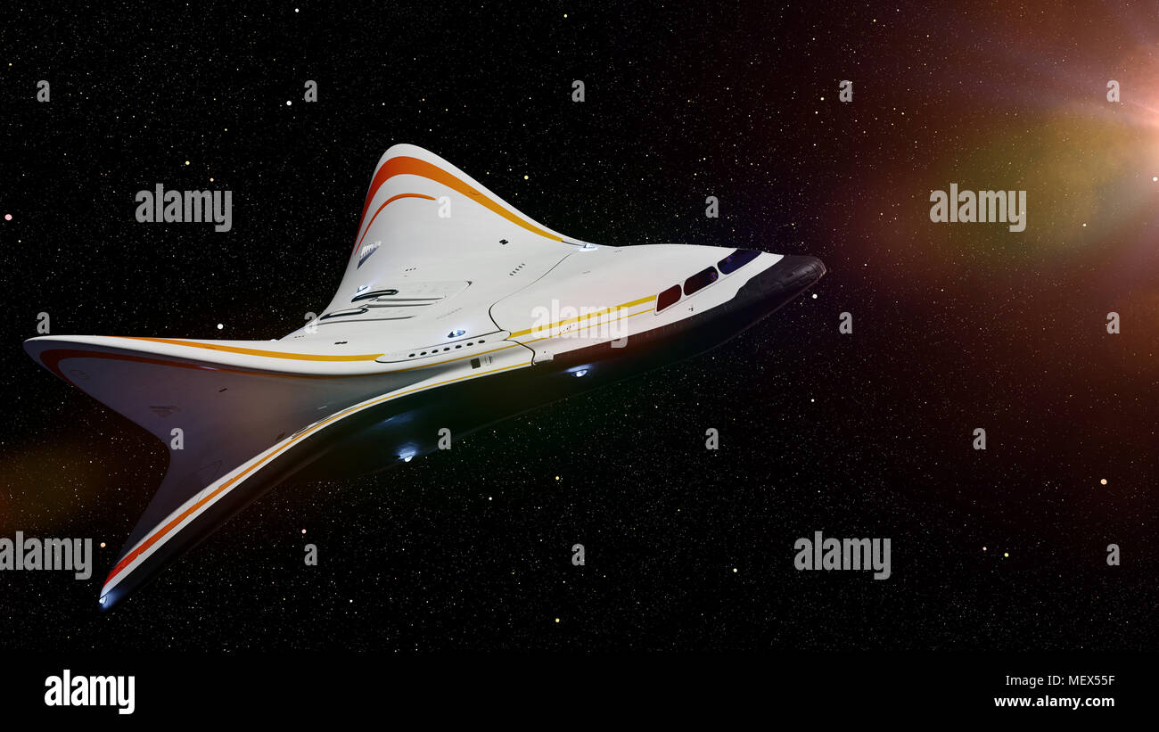 spaceship in outer space, star ship mission Stock Photo - Alamy