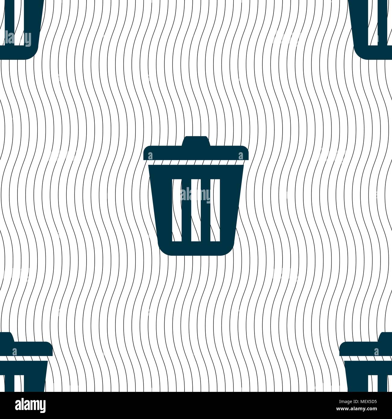 Bin icon sign. Seamless pattern with geometric texture. Vector ...