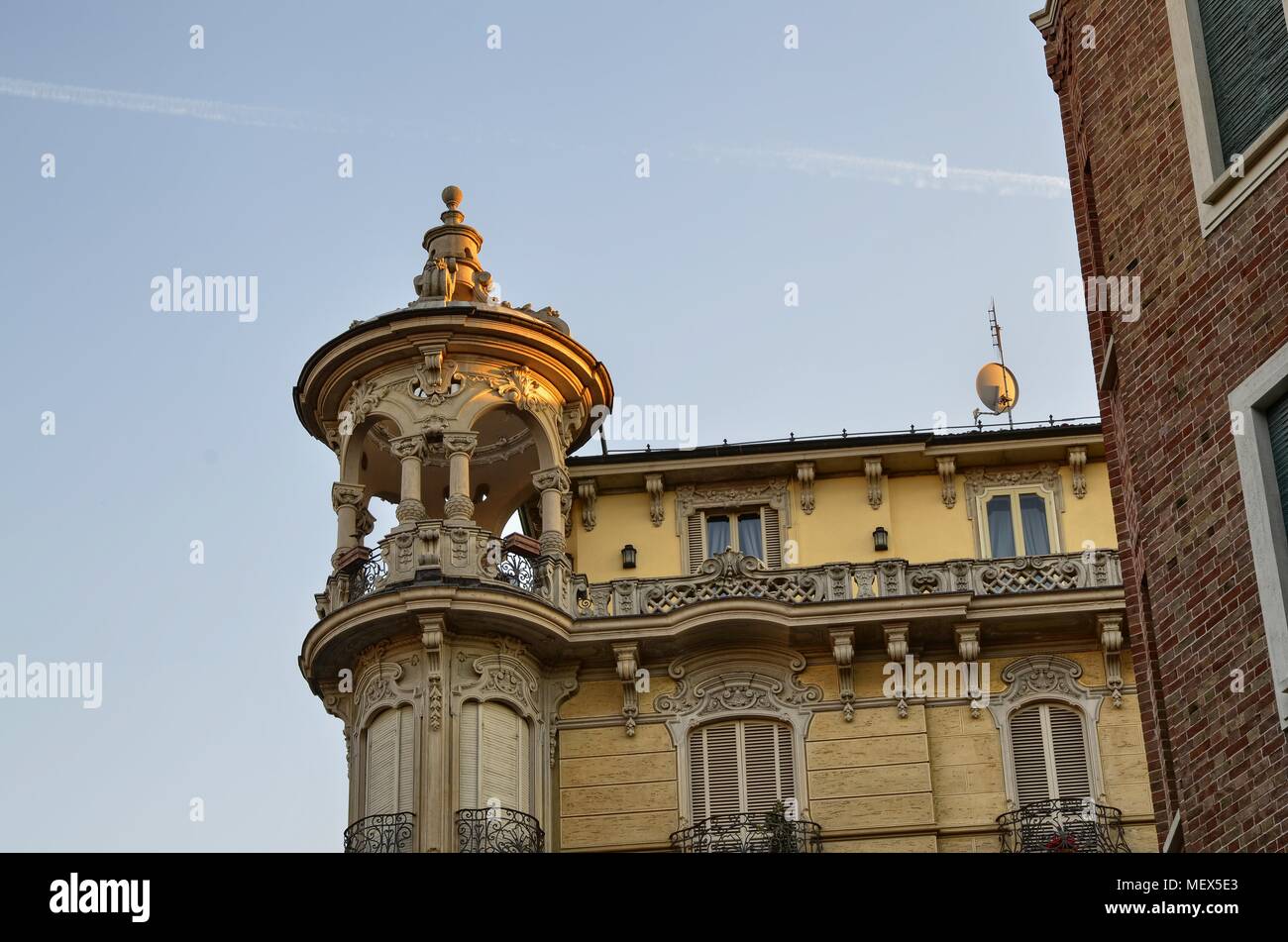 Turin, Italy, Piedmont 21 April 2018 Art Nouveau houses in Turin ...