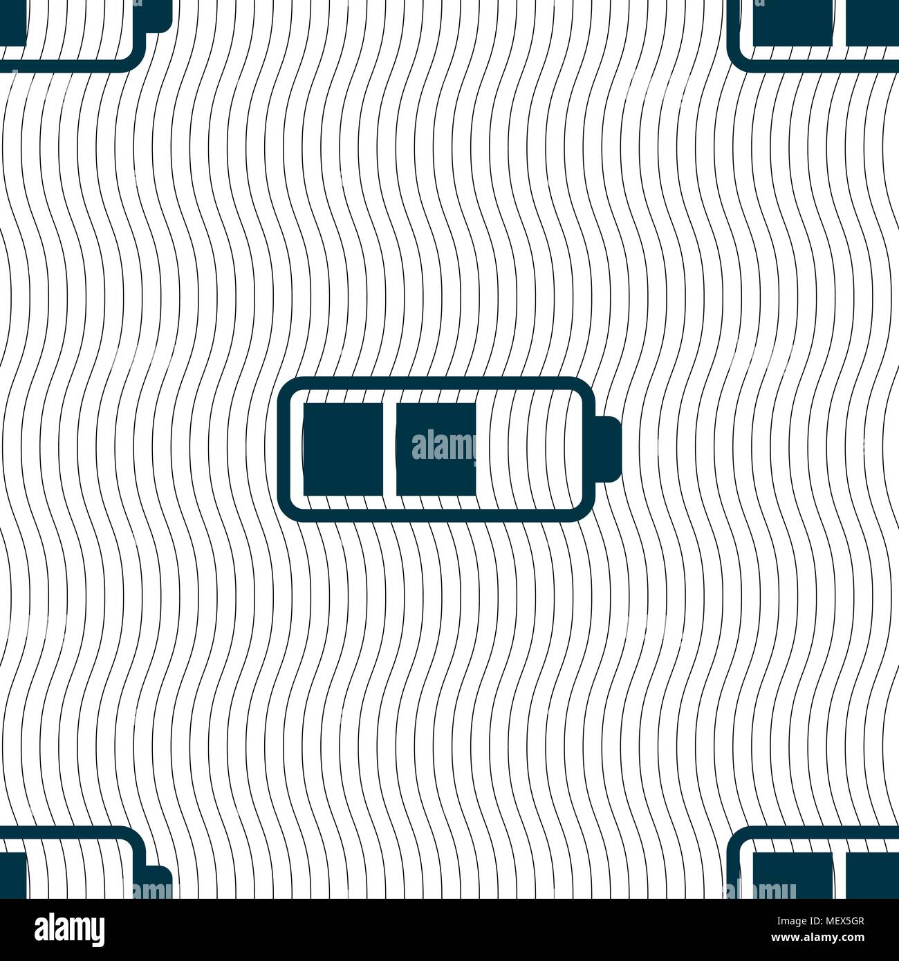 Battery half icon sign. Seamless pattern with geometric texture. Vector ...