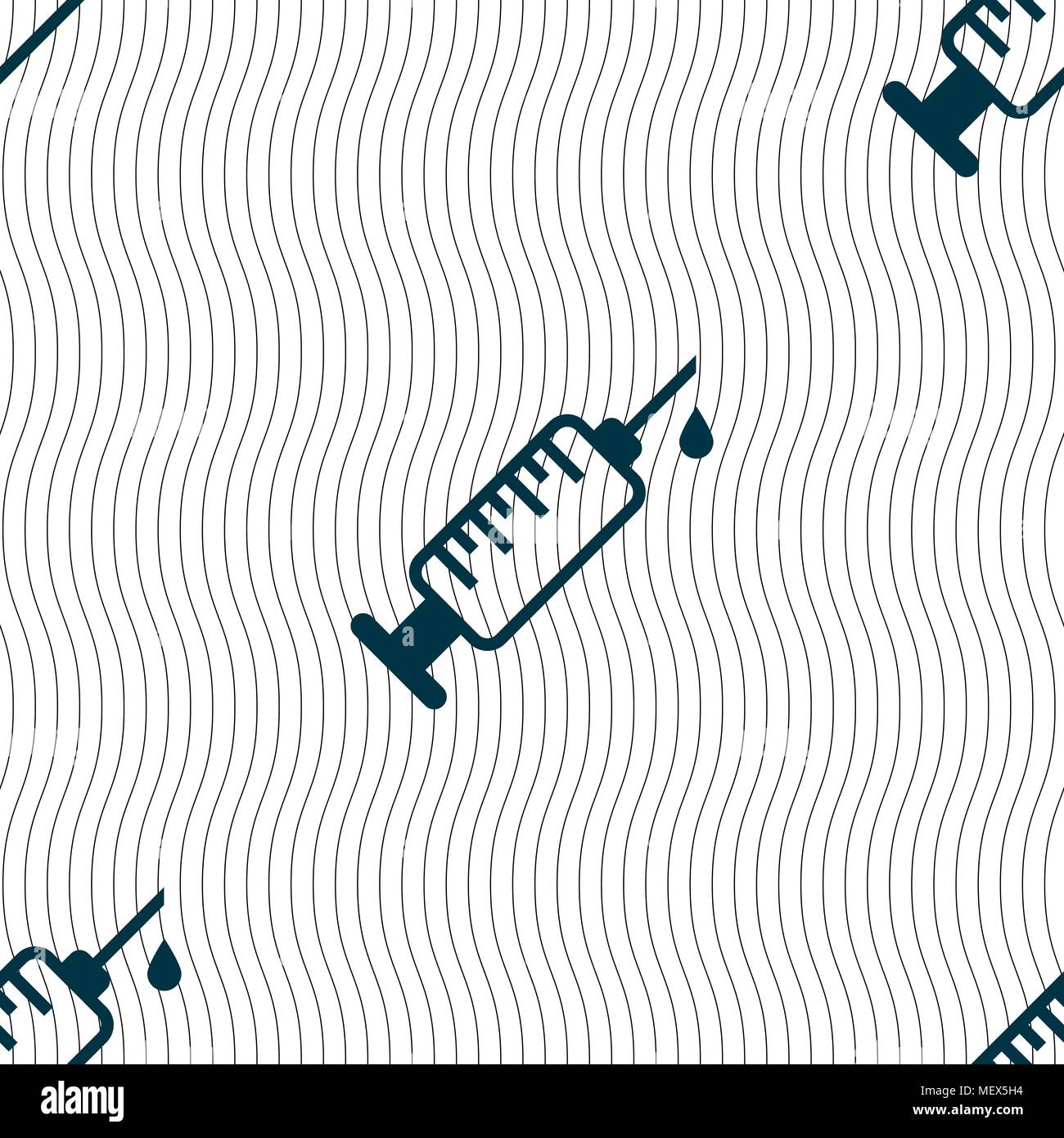 syringe icon sign. Seamless pattern with geometric texture. Vector ...