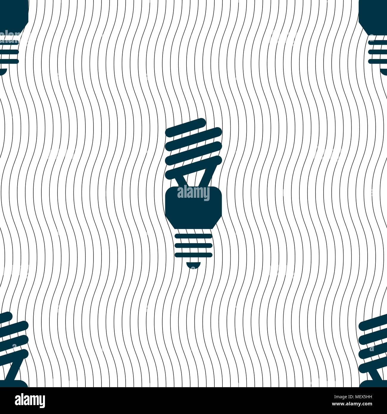 fluorescent lamp icon sign. Seamless pattern with geometric texture ...