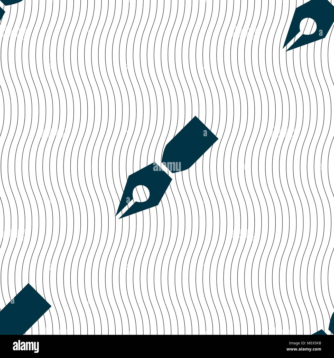Pen icon sign. Seamless pattern with geometric texture. Vector ...
