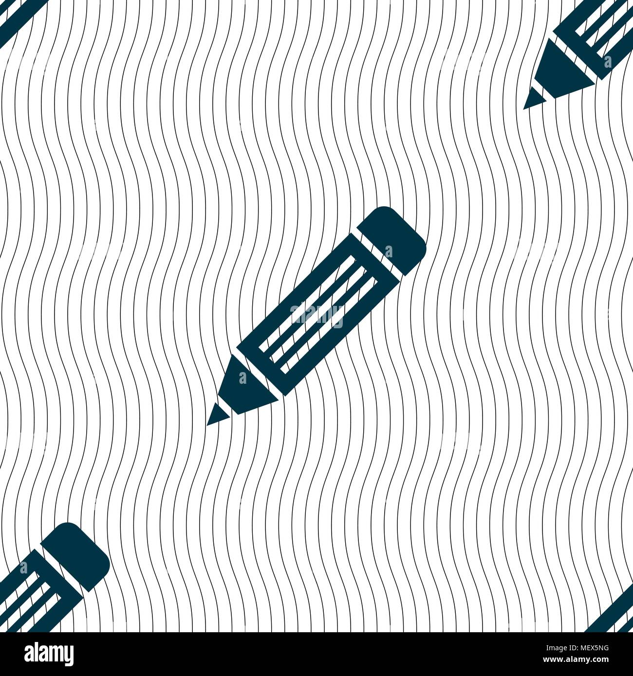 pen icon sign. Seamless pattern with geometric texture. Vector ...