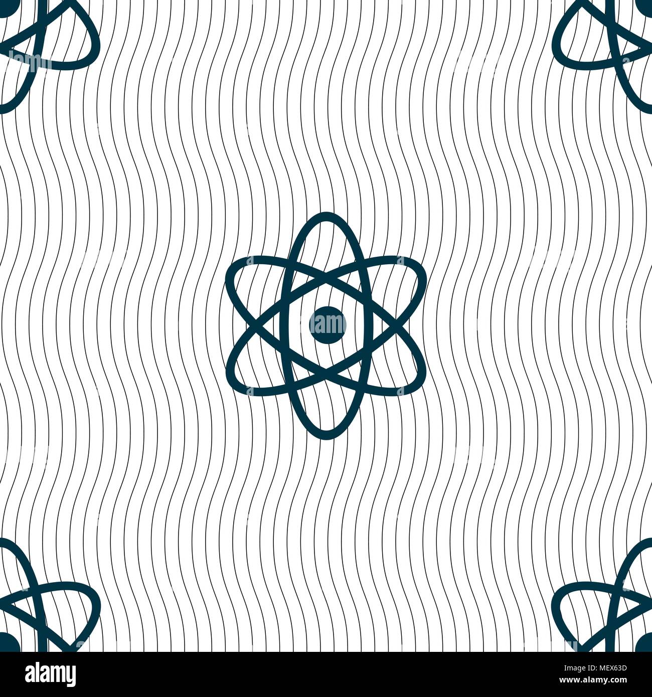 Atom, physics icon sign. Seamless pattern with geometric texture ...