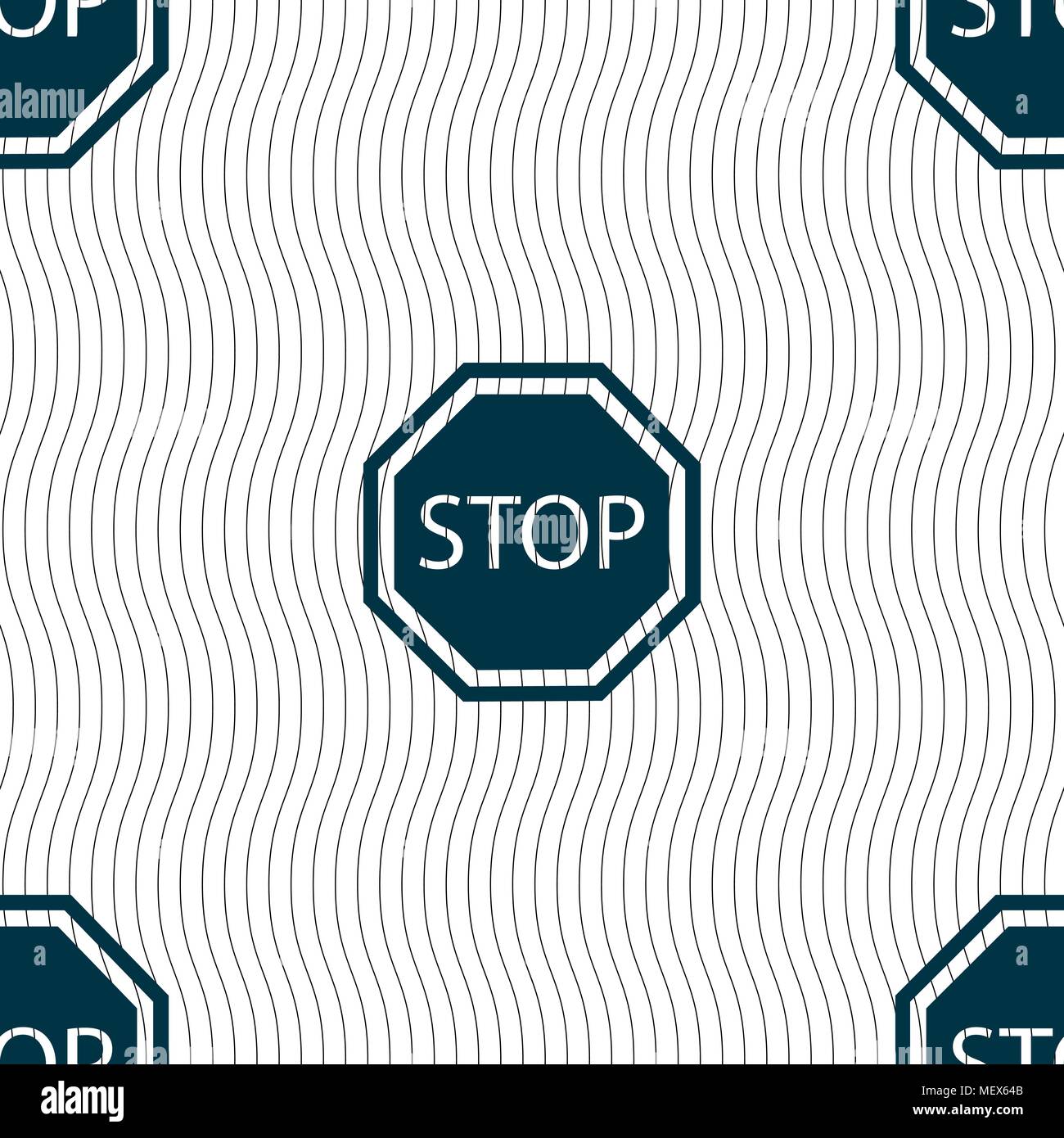Stop icon sign. Seamless pattern with geometric texture. Vector ...
