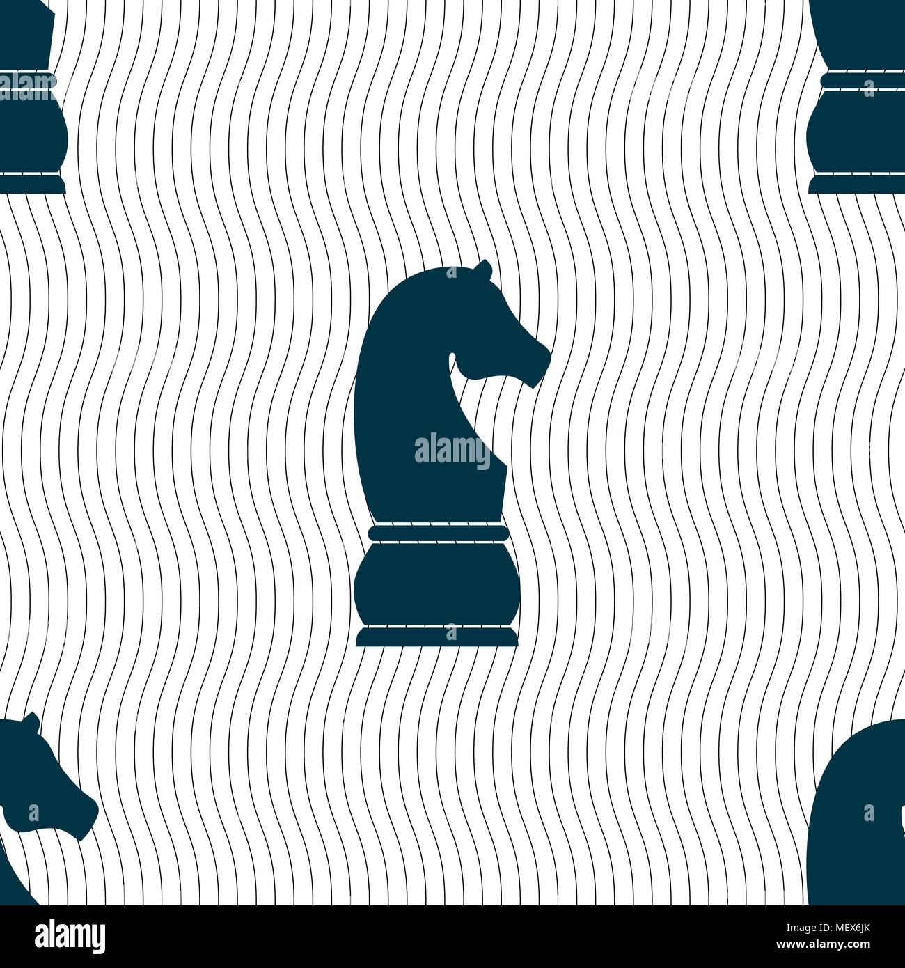 Chess knight icon. sign. Seamless pattern with geometric texture ...