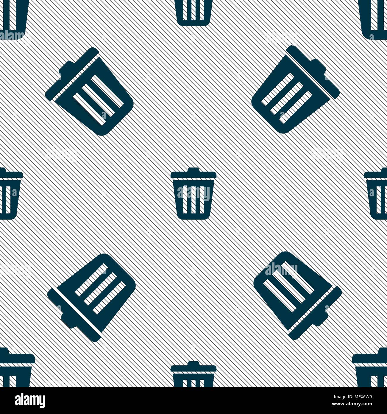 Bin icon sign. Seamless pattern with geometric texture. Vector ...