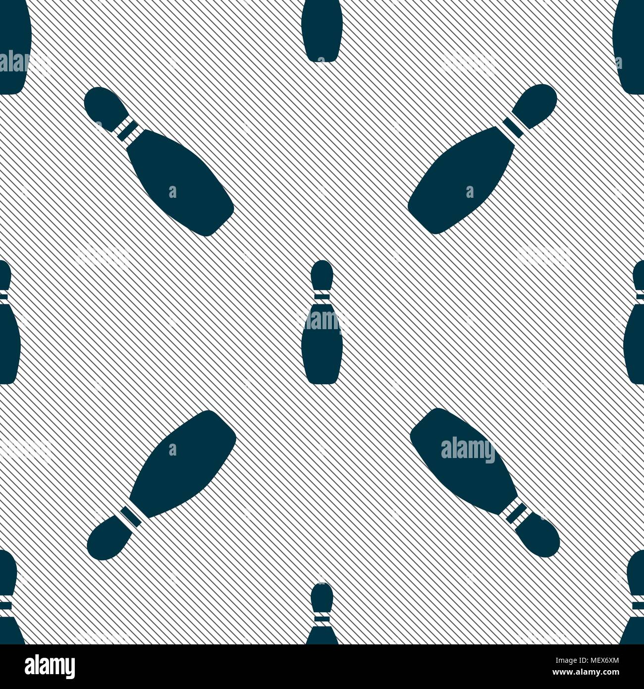 pin bowling icon sign. Seamless pattern with geometric texture. Vector ...