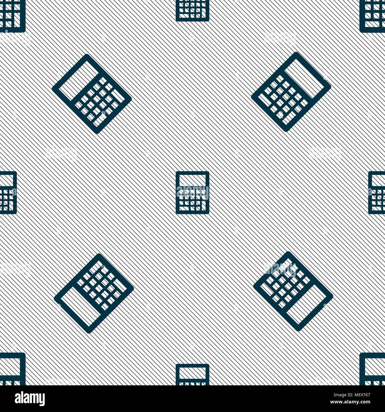 Calculator icon sign. Seamless pattern with geometric texture. Vector ...